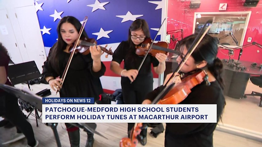 Patchogue-Medford students perform holiday tunes at MacArthur Airport