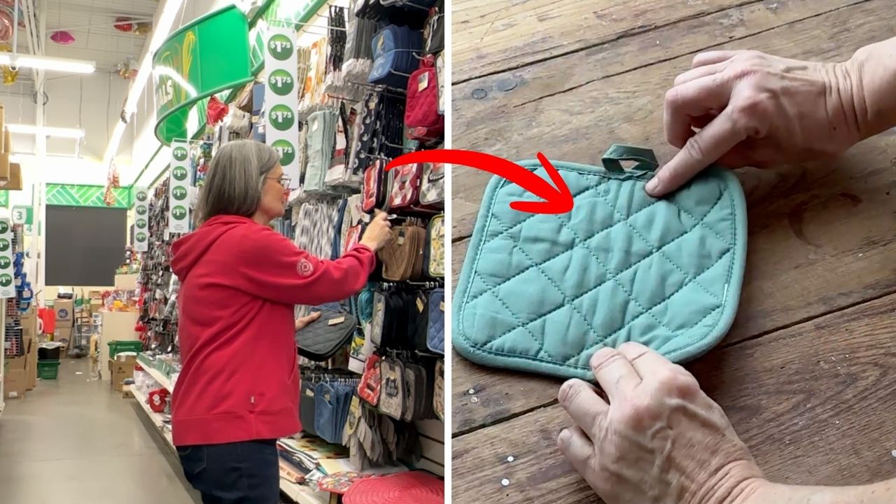 Grab a Dollar Store pot holder - this is genius!