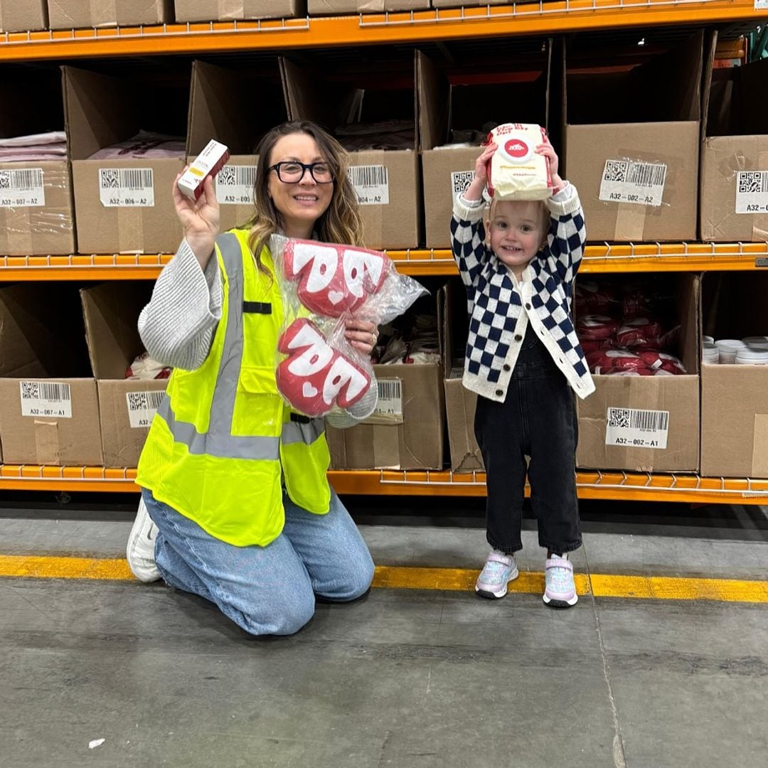 Kaley Cuoco and daughter Matilda share a Secret Santa moment at Oh Norman!
