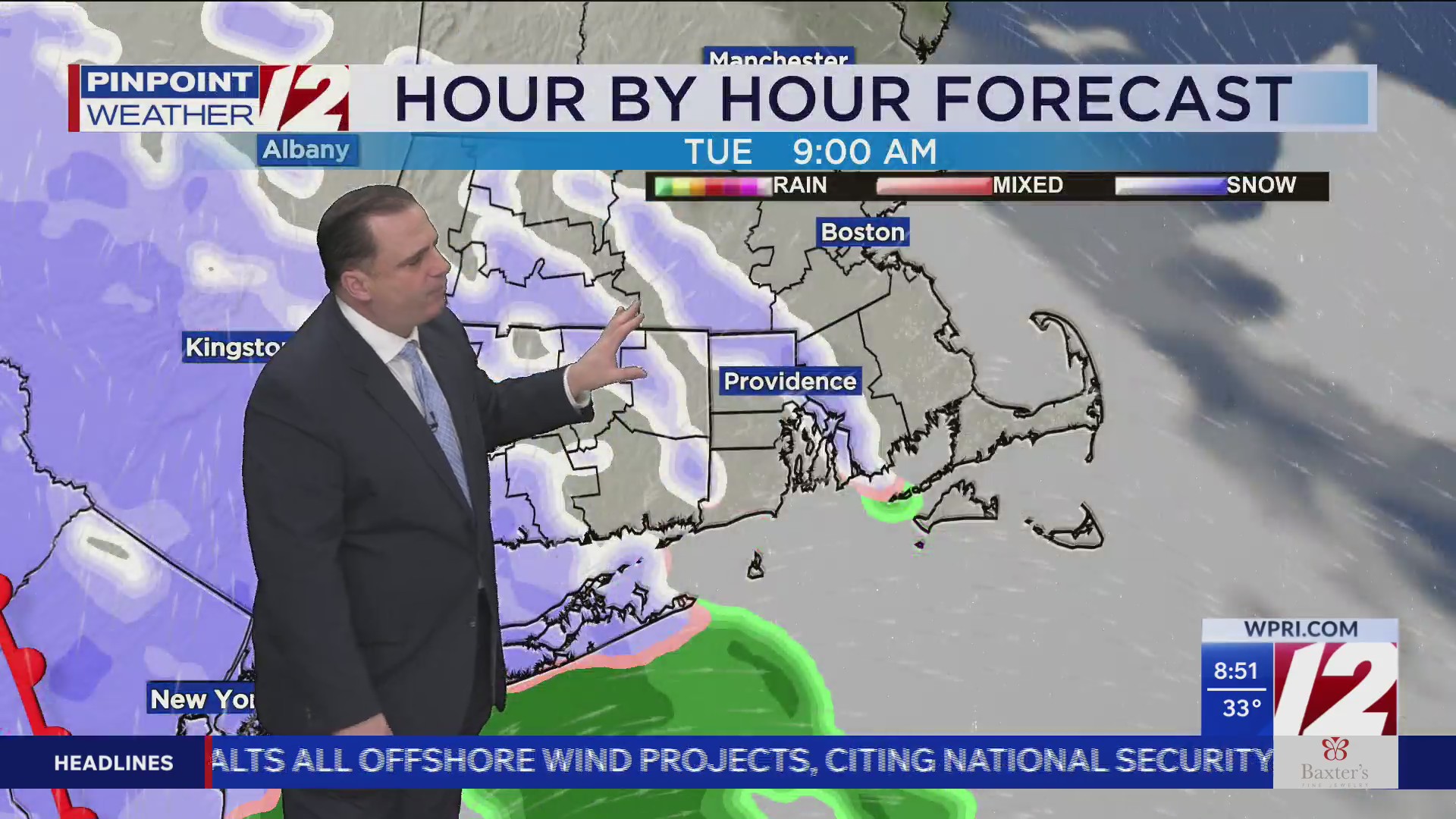 WPRI 12 weather forecast for 12/23/25: Light snow and rain today