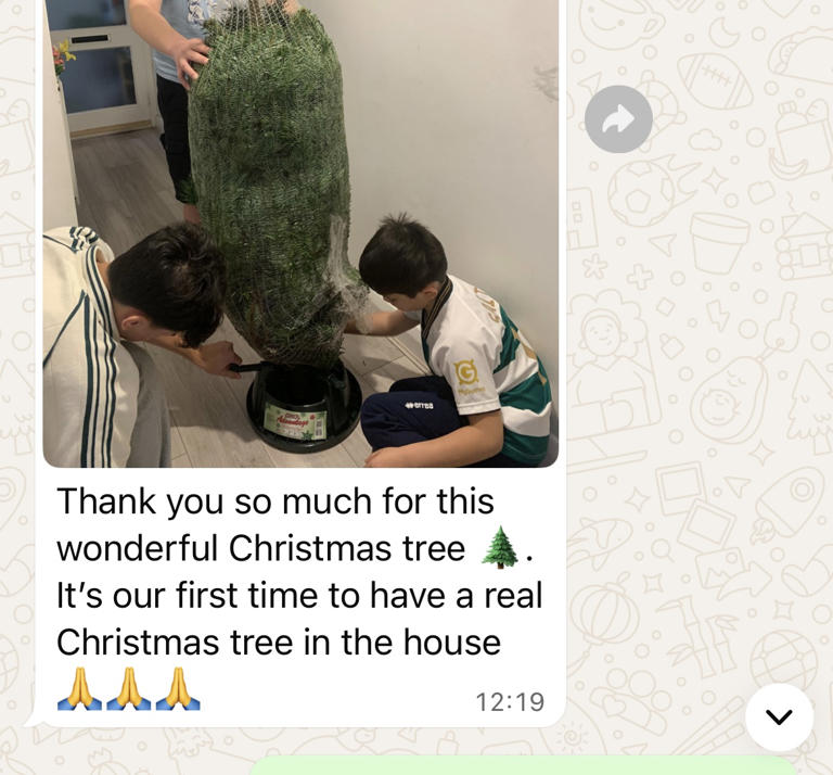 Londoner spreads festive spirit by delivering Christmas trees