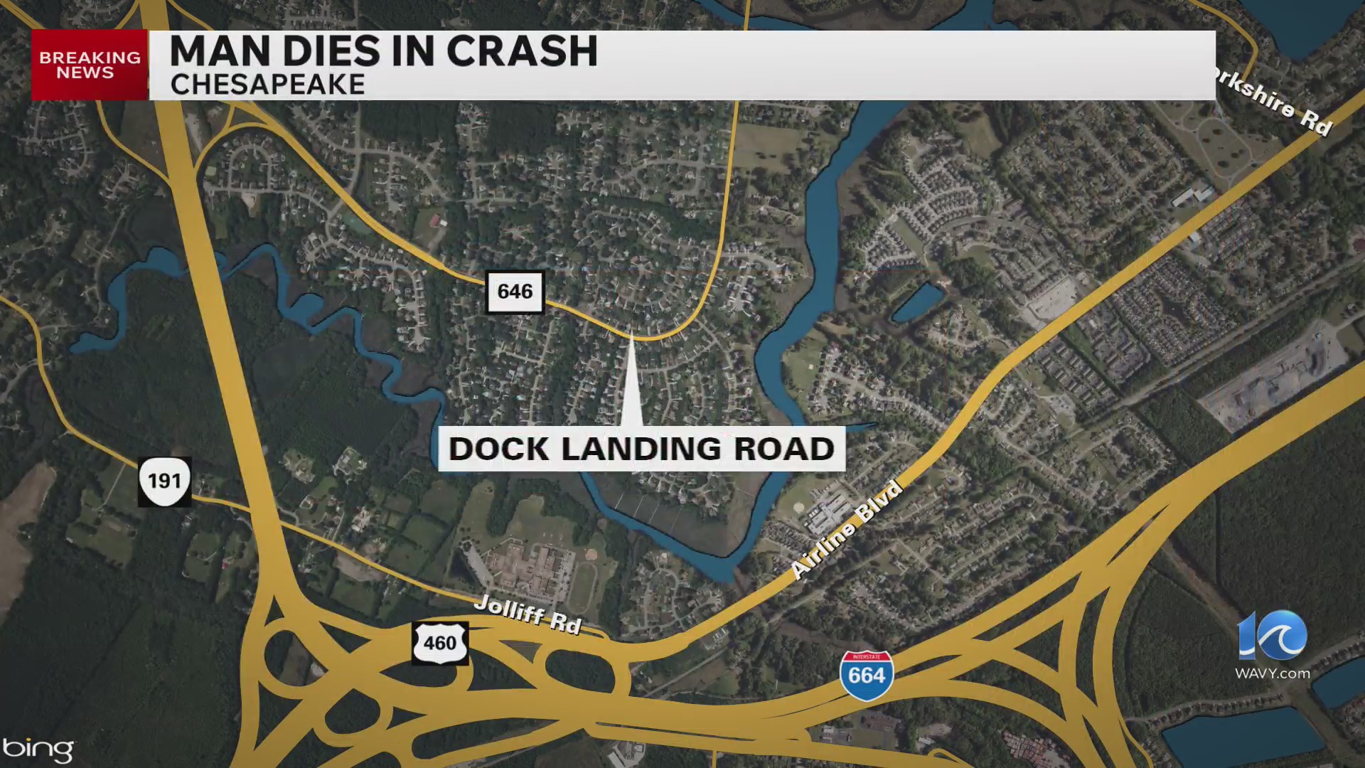 Chesapeake man dies after SUV hits tree on Dock Landing Road