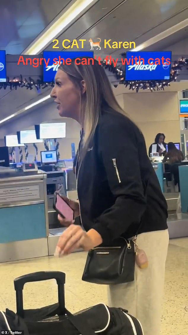 'Two Cats Karen' erupts after Alaska Airlines staff refuse to allow her ...