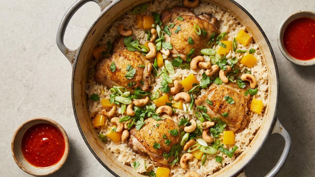 One-pot sticky coconut chicken and rice recipe