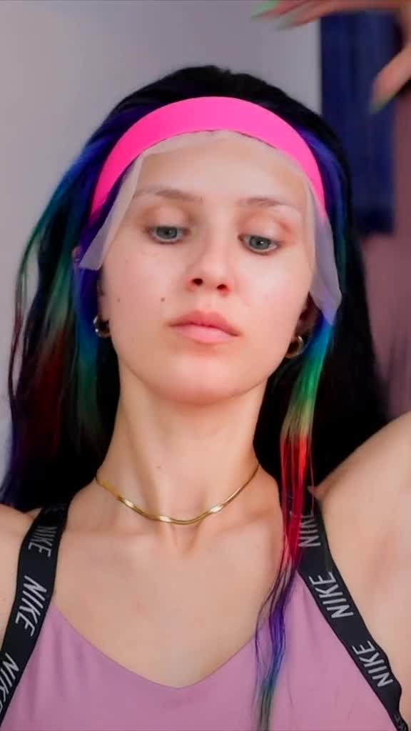 Watch me install a vibrant rainbow wig step by step