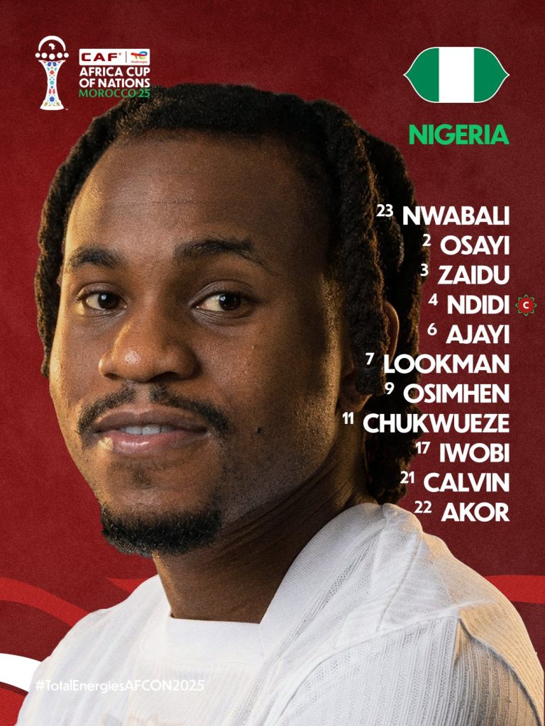 AFCON 2025: Nigeria vs Tanzania team line-ups