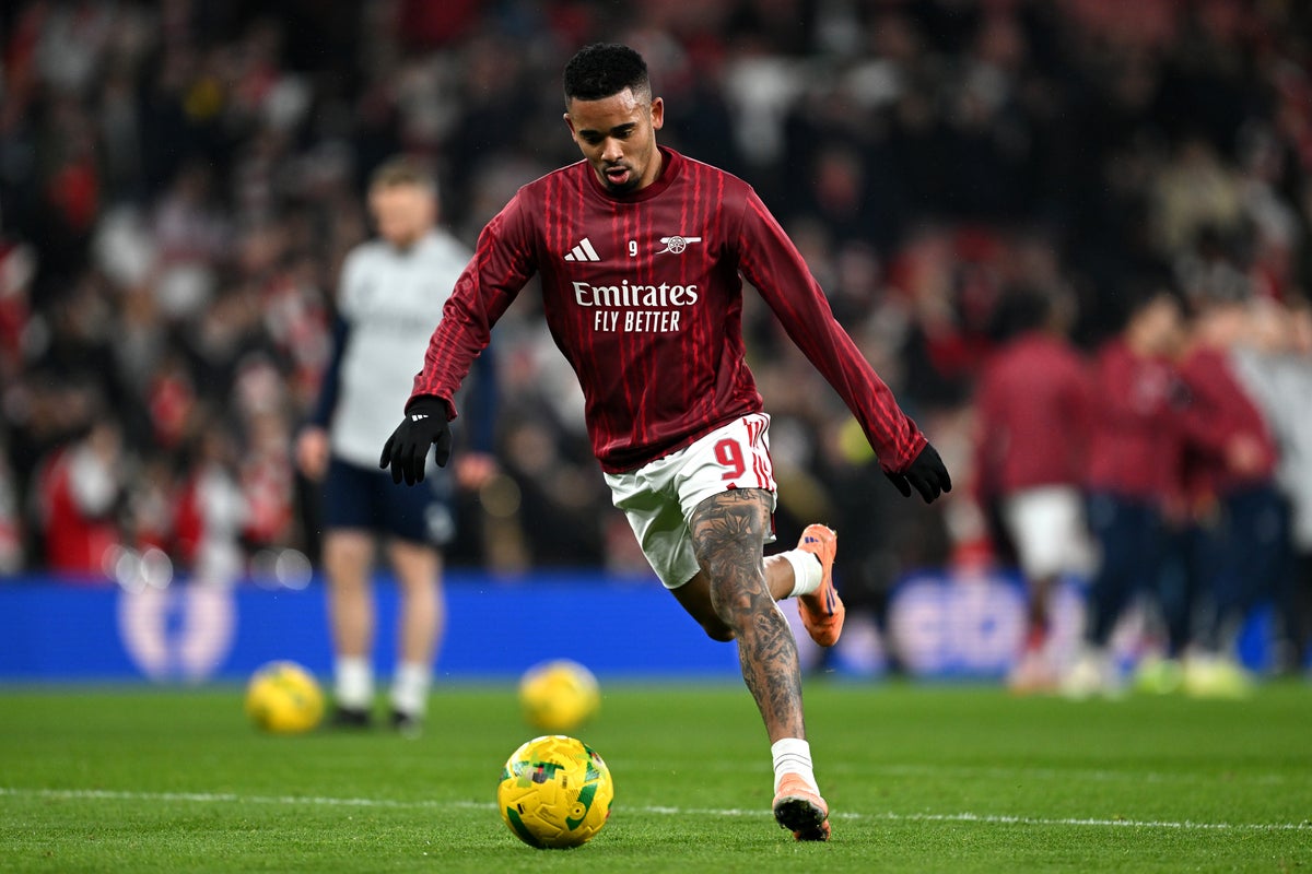 Jesus starts for Arsenal v Crystal Palace in Carabao Cup quarter-final