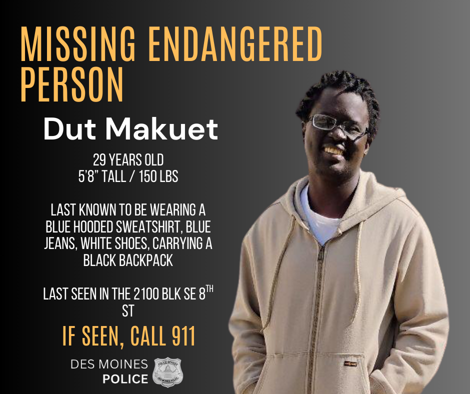 Des Moines Police Department seeks help finding missing endangered person