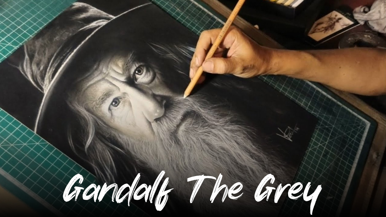 Legendary realistic drawing of Gandalf with timeless power