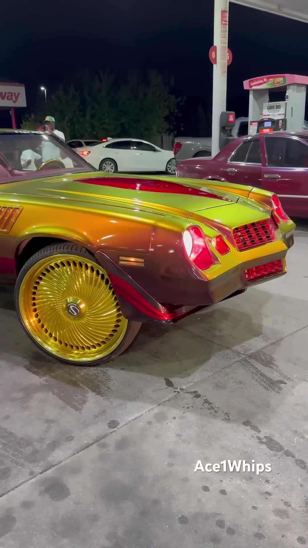 Outrageous Z28 Chevy Camaro on gold 26’s Savinis
