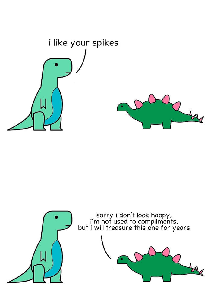 Explore mental health and life through honest dinosaur comic strips
