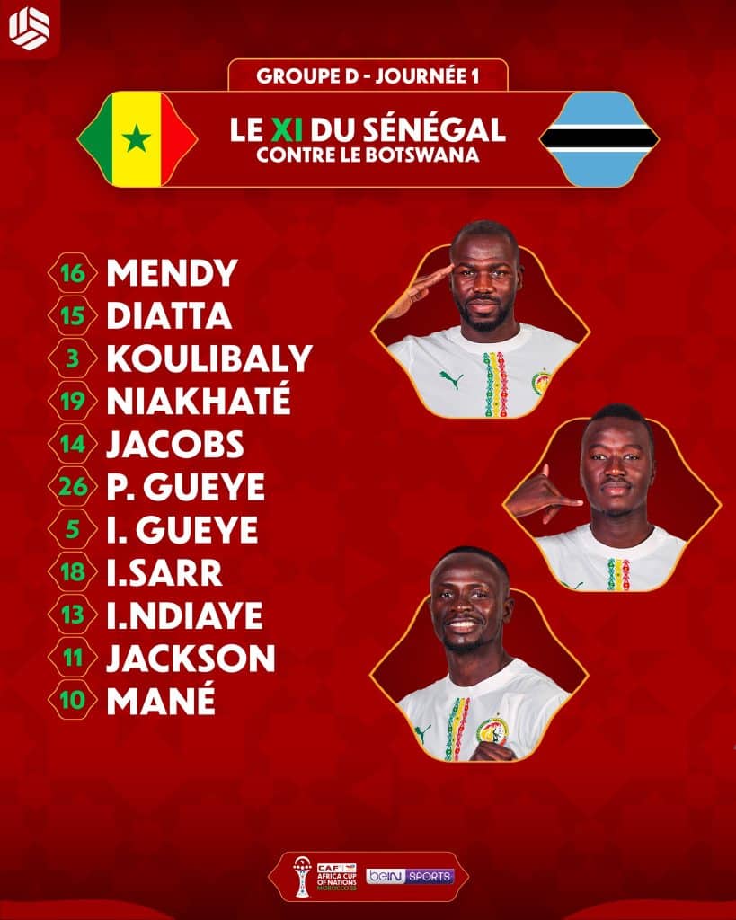 AFCON 2025: Senegal and Botswana confirmed lineups