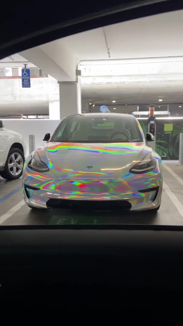Holographic Silver Tesla Model 3 - Coolest Looking