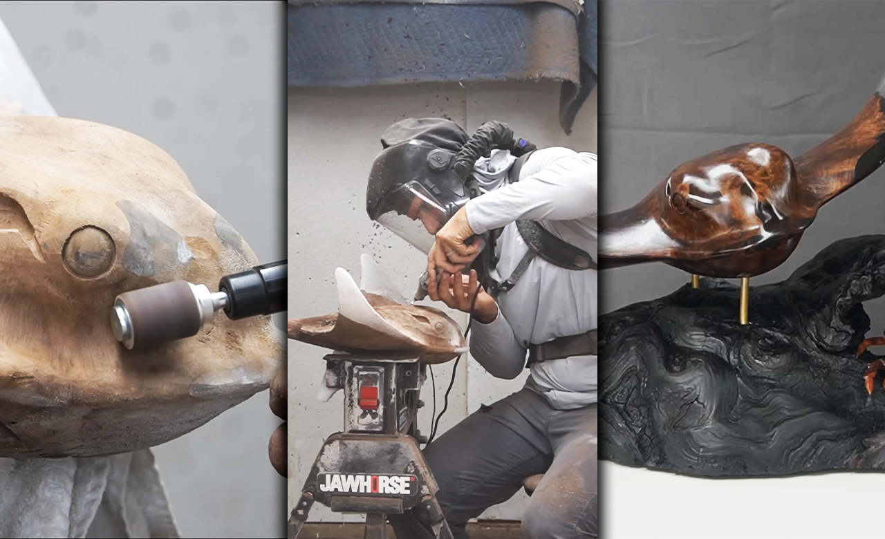 Turning a massive wood & epoxy block into a bat ray