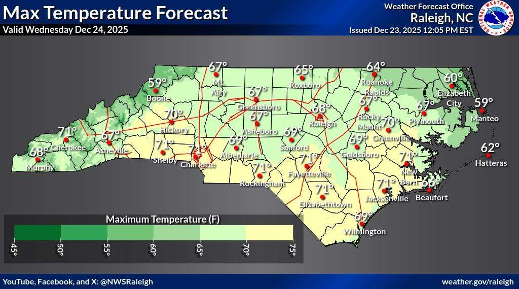 What will the Triangle's weather be like on Christmas Eve, Day? The ...