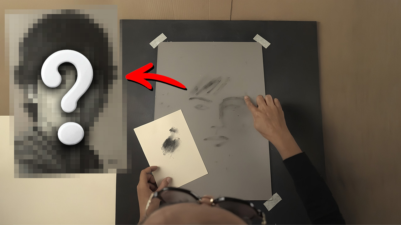 Detailed realistic black and white drawing with dramatic tone