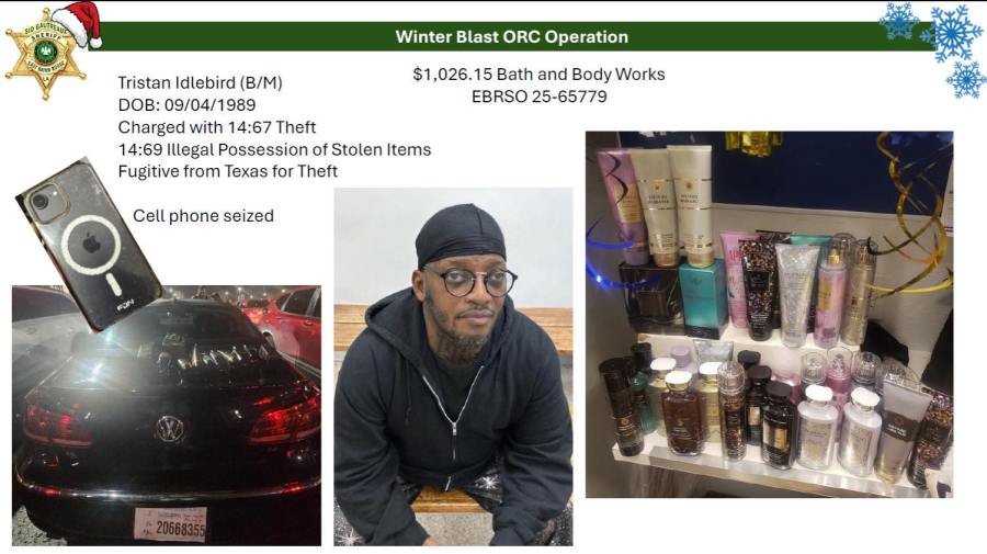 Texas fugitive arrested for $1K theft at Bath and Body Works in Baton Rouge