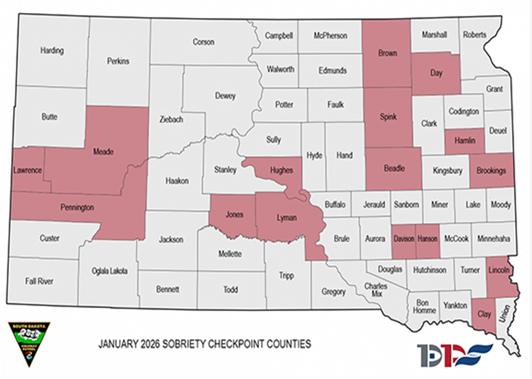 16 SD counties to hold January sobriety checkpoints