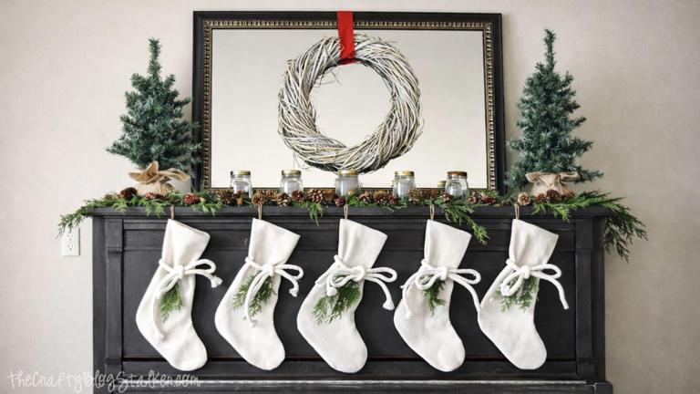 DIY rustic mantel decor for Christmas