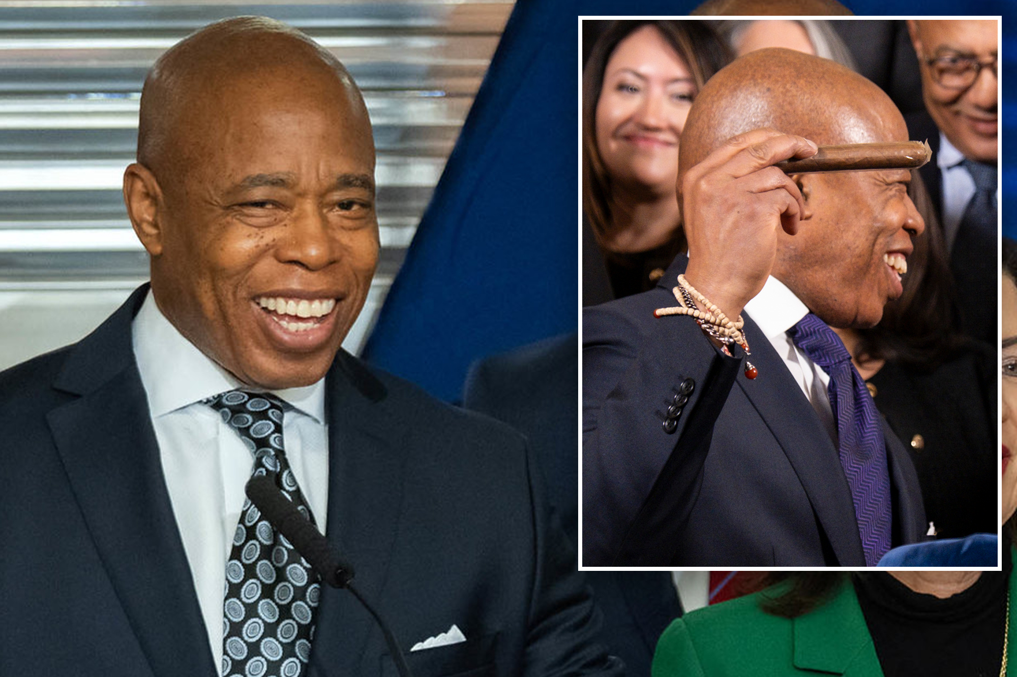 Eric Adams whips out cigar, gives spicy 2-word answer on whether he’ll ...