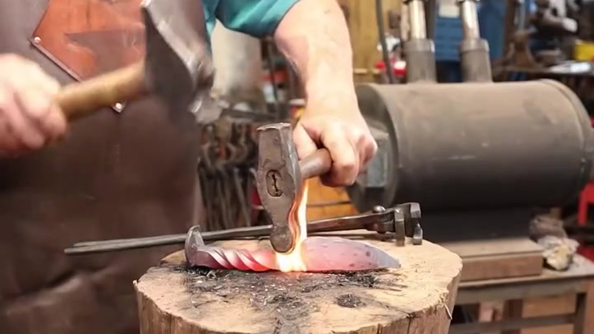 Forging a railroad spike knife project