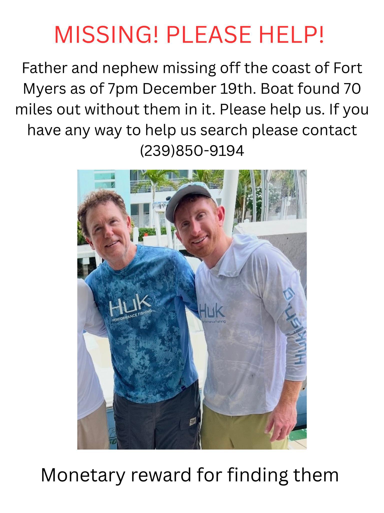 Search ends for missing uncle and nephew at sea