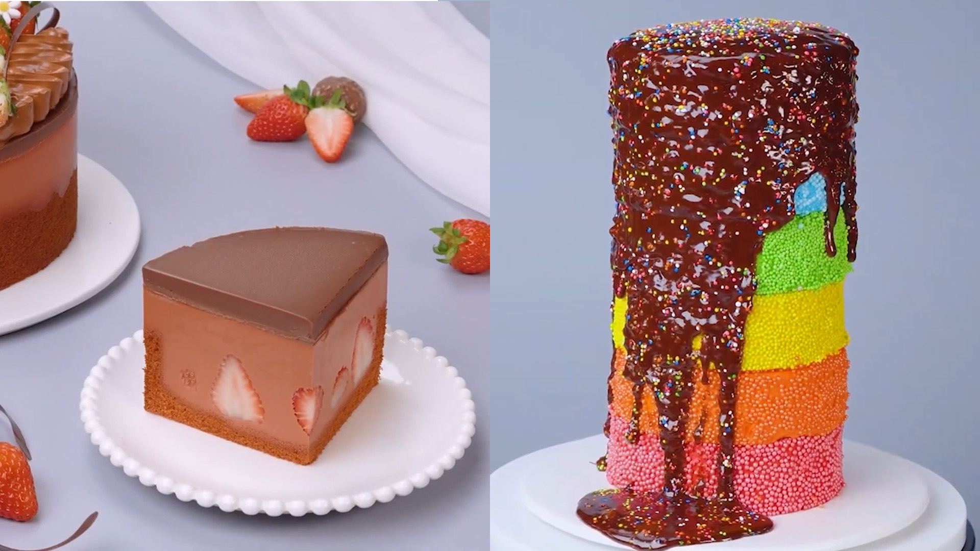 Chocolate cakes with colorful layers