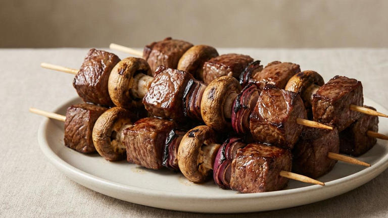 Steakhouse beef kebabs