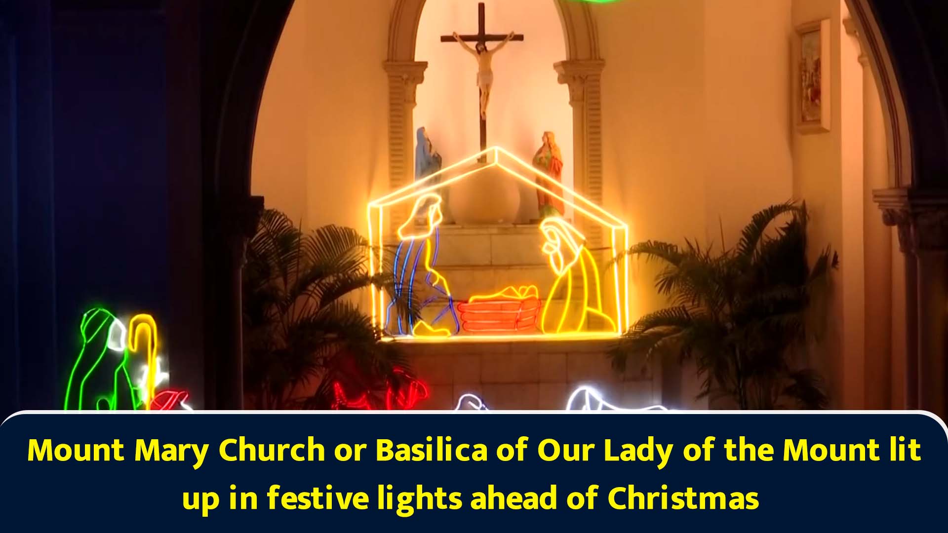 Mount Mary Church or Basilica of Our Lady of the Mount lit up in ...