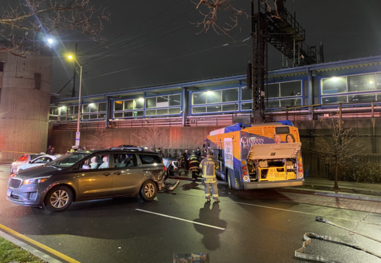 Greater Bridgeport Transit bus crashes into wall at train station after ...