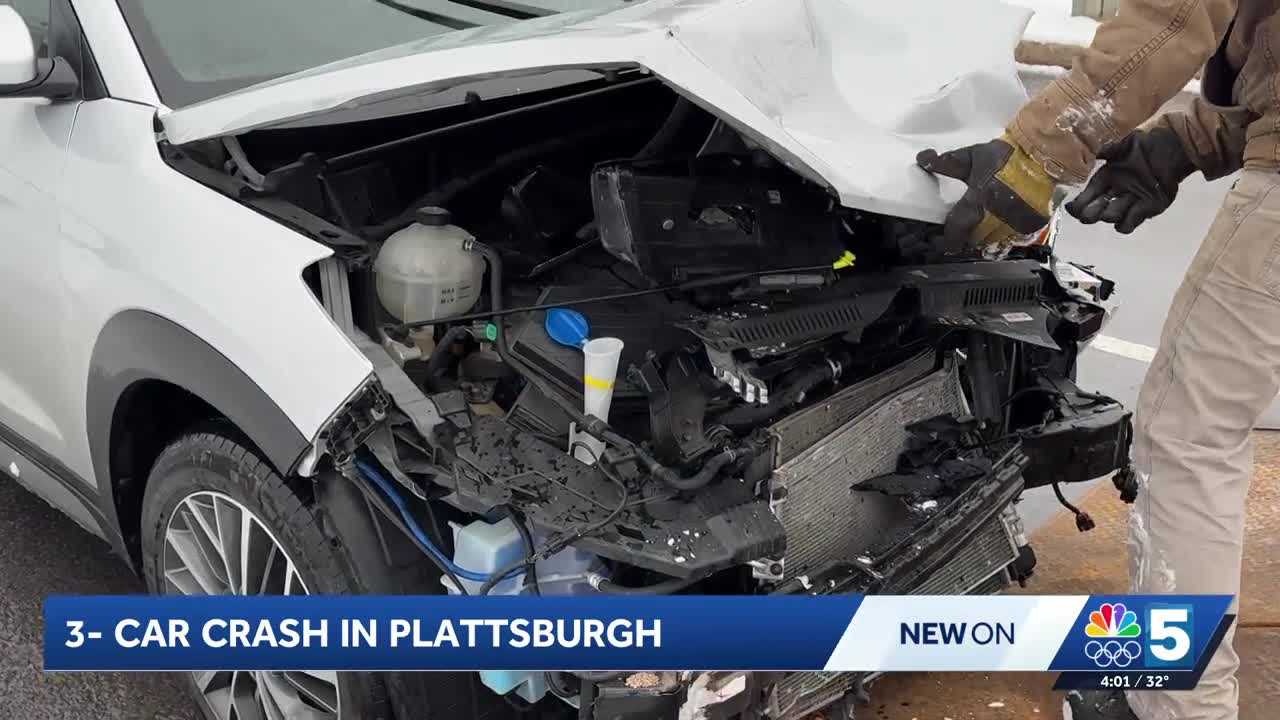 Multiple people hospitalized after three-car crash in Plattsburgh