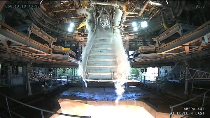 NASA tests Artemis moon rocket engine at Stennis Space Center
