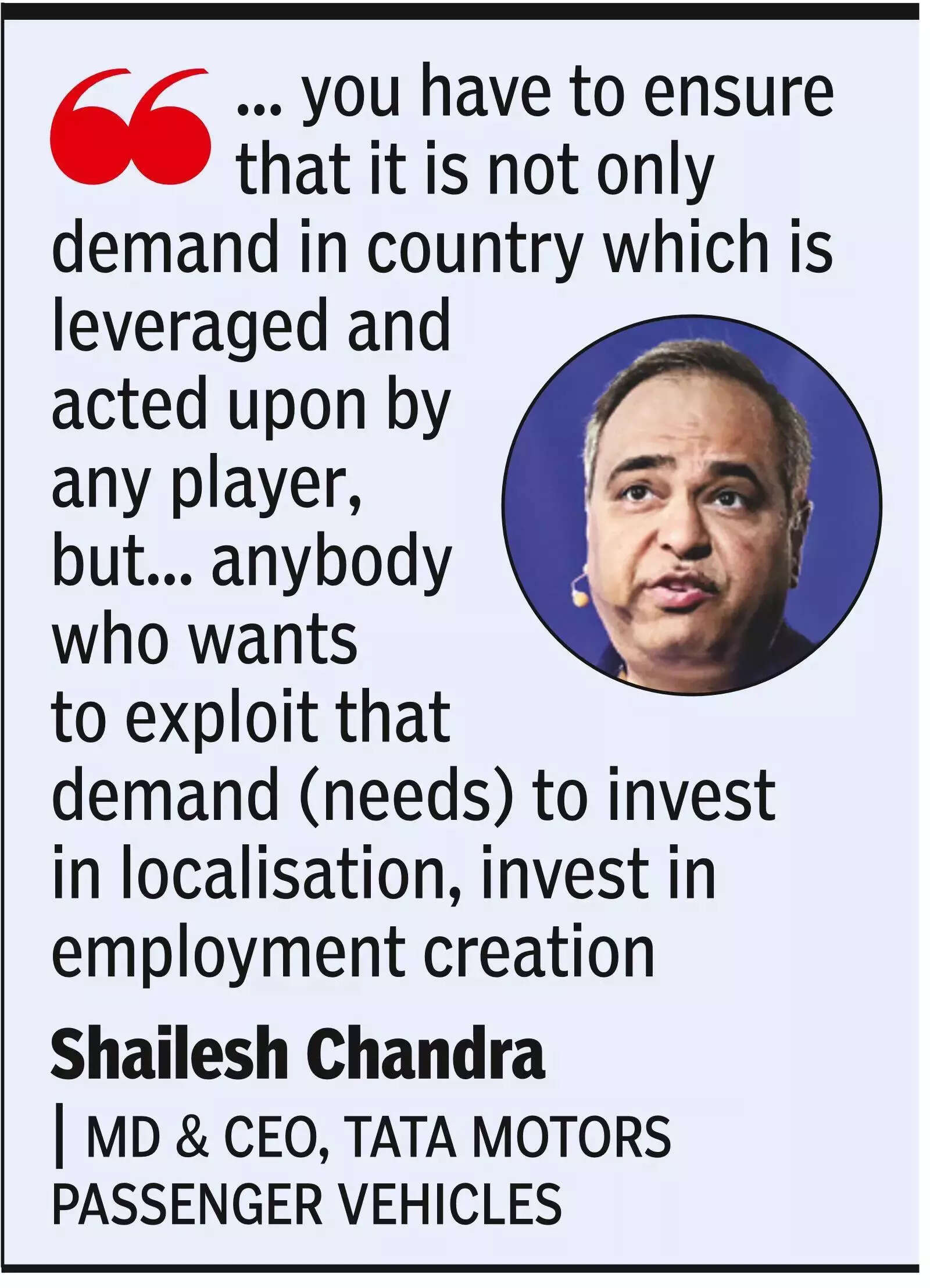 'Foreign EV cos must create jobs,' says Tata Motors