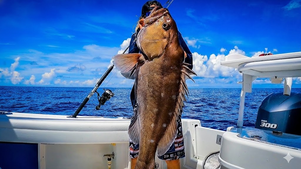 Man catches a monster fish bigger than himself