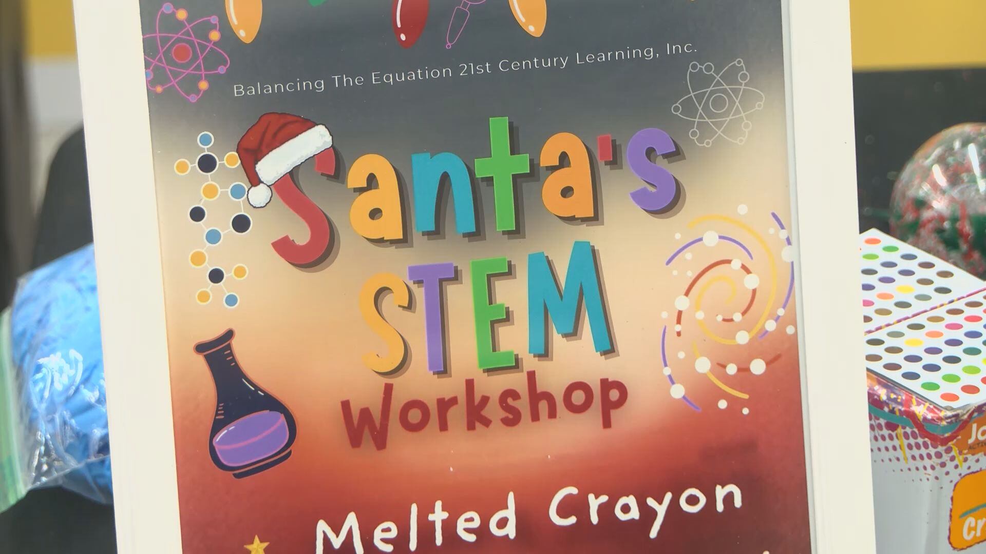 Kids create crafts in Santa’s STEM workshop