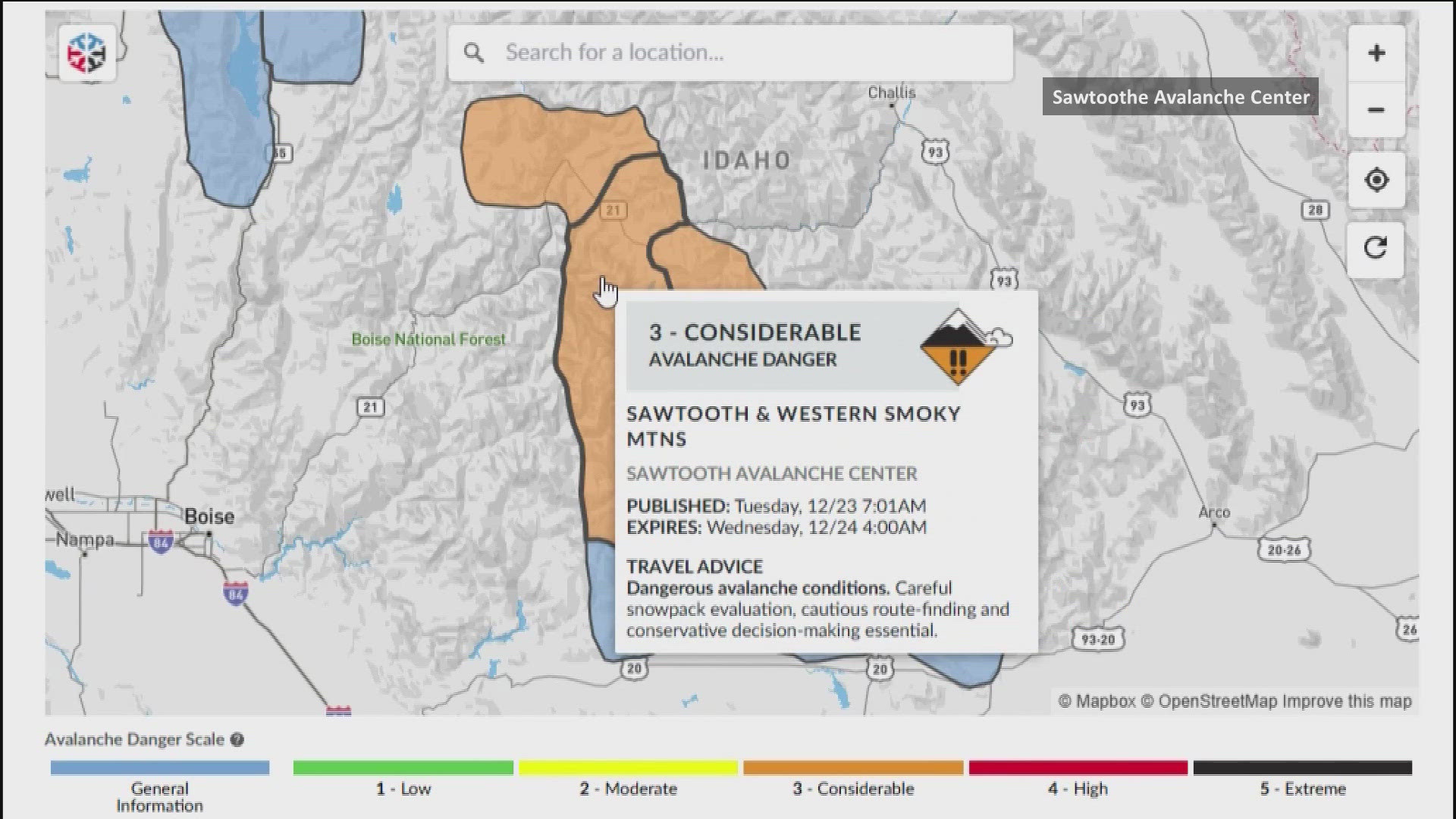 Sawtooth Mountains remain at 'considerable risk'