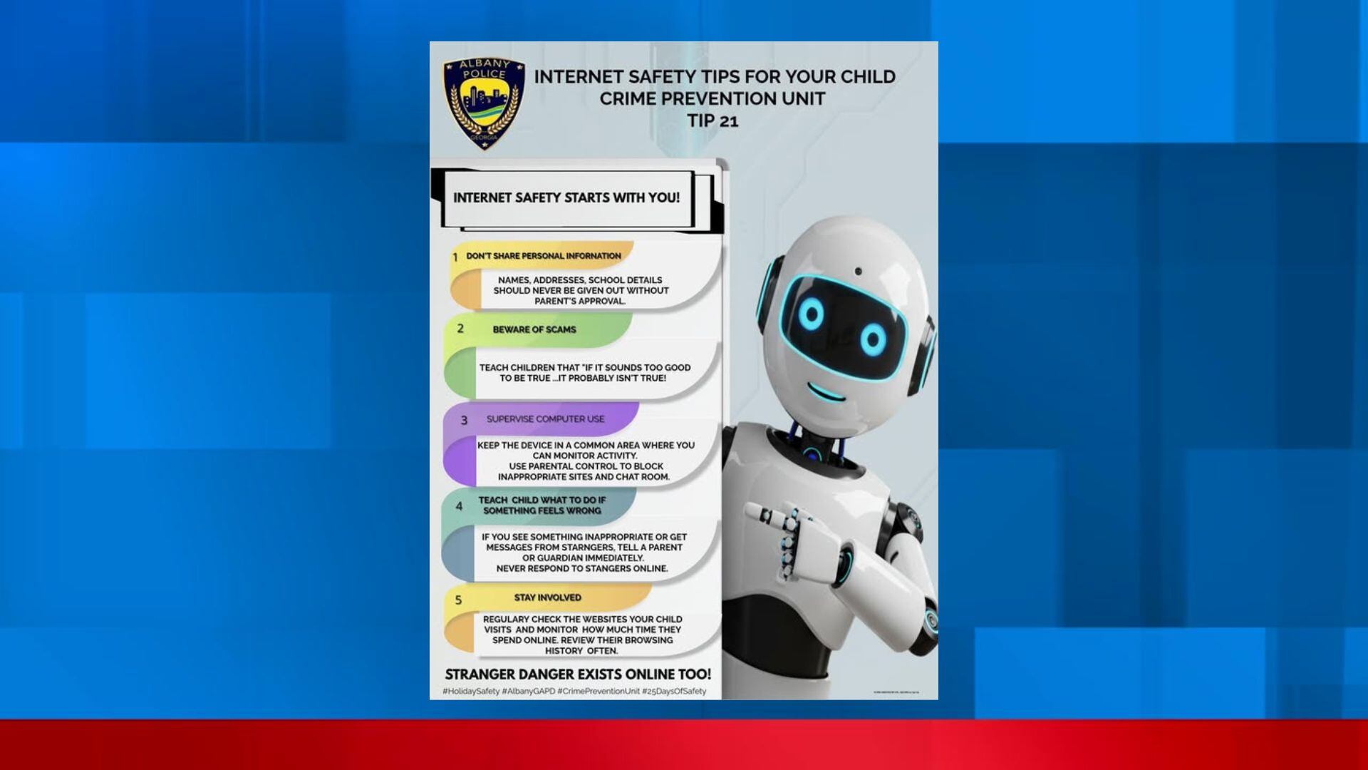 Internet safety tips for children from the Albany Police Department