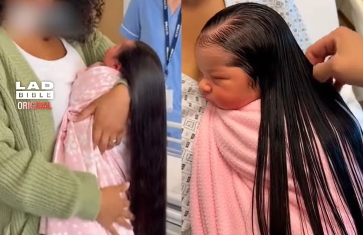Is the newborn baby born with long hair video real? Viral hospital ...