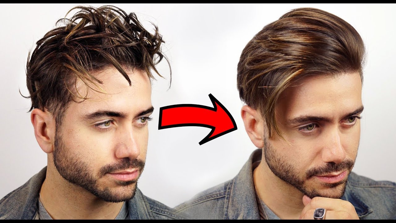 How to get straight hair men's curly to straight hair tutorial 2018