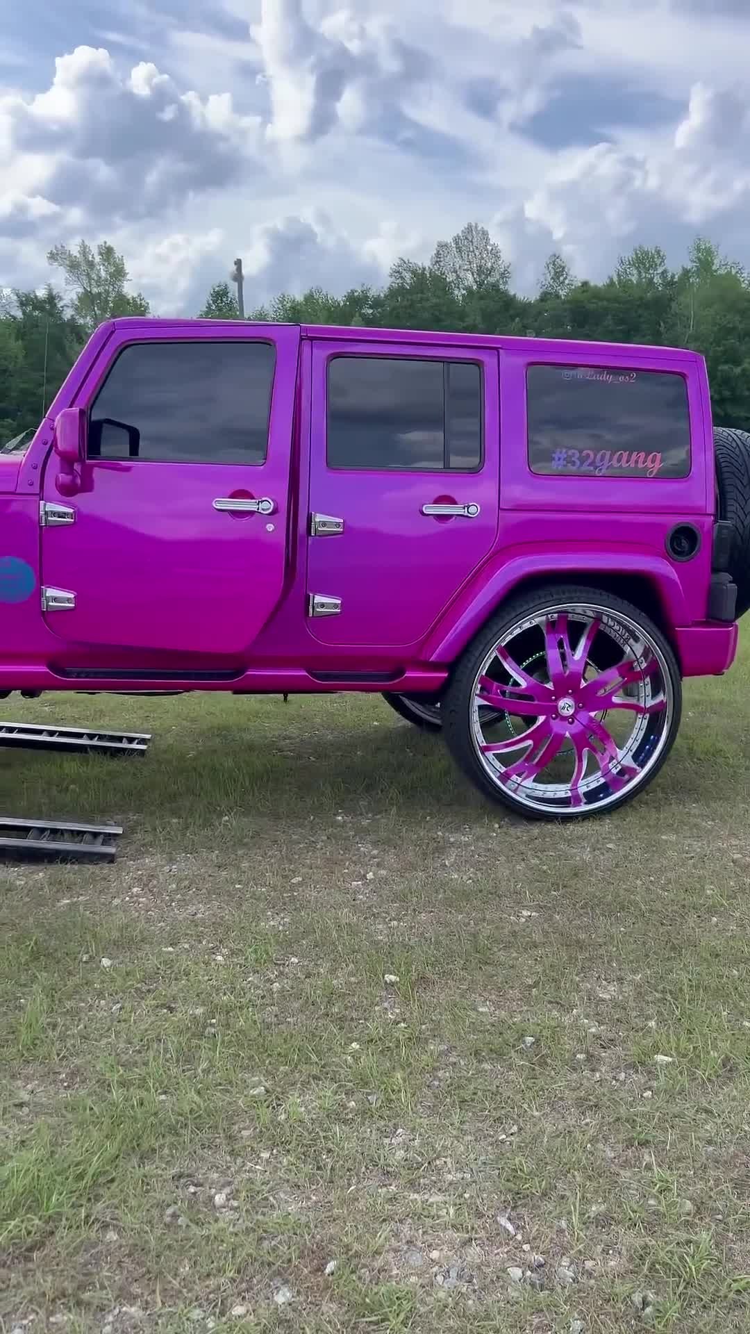 Candy Magenta Jeep on 32’s From North Carolina to ATL Stuntfest Carshow