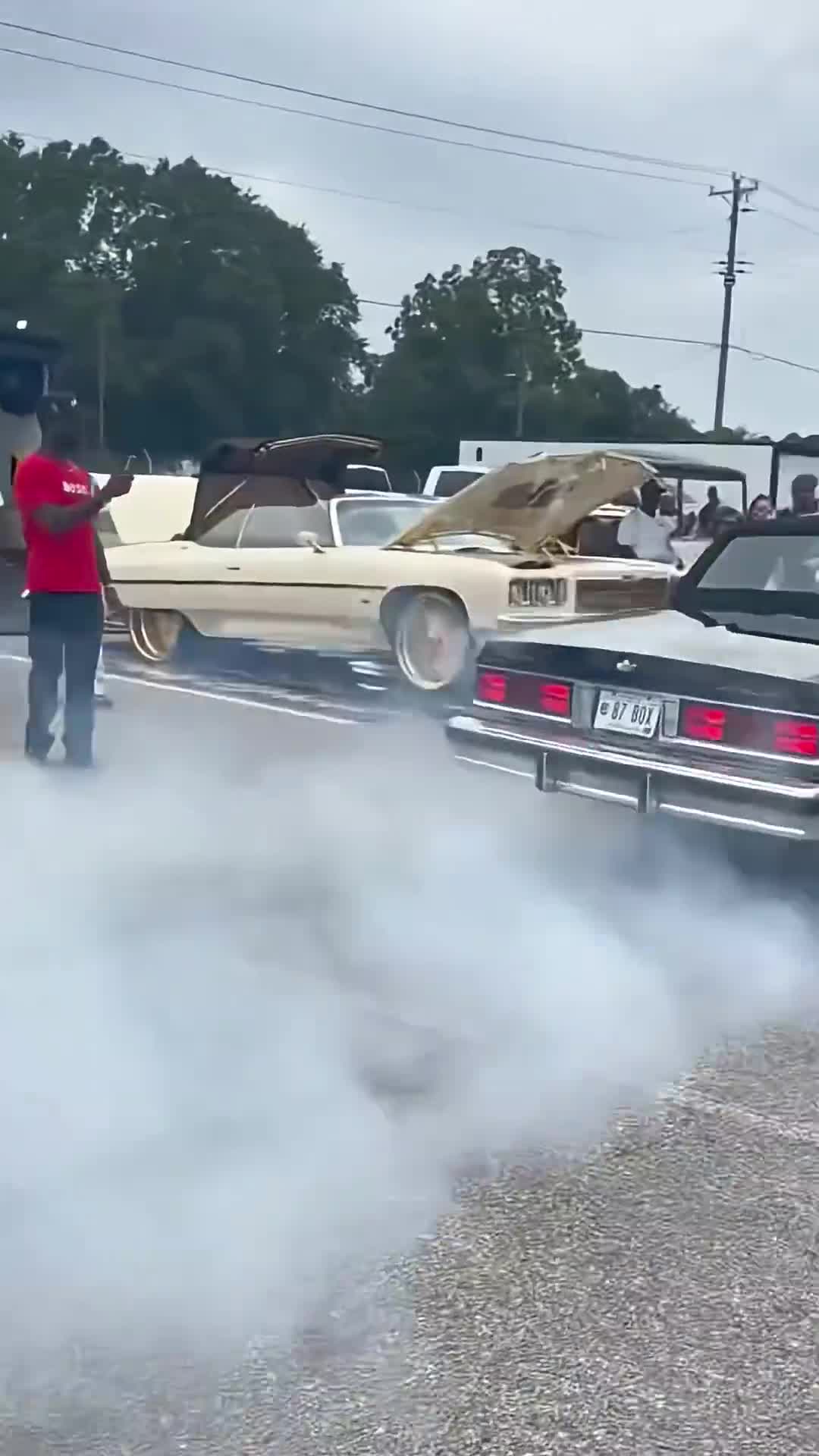 Chevy box on 28’s at the race track