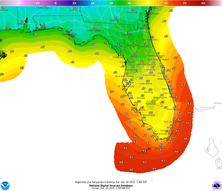 Coldest temperatures of season coming to Florida ahead of New Year's