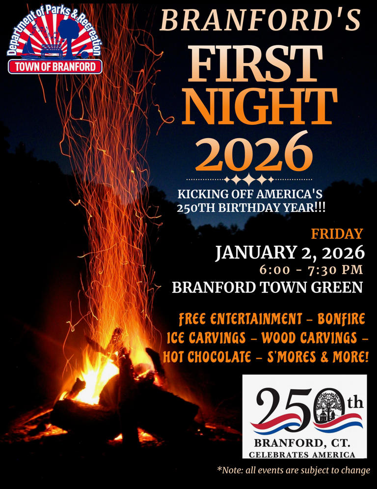 Branford's First Night 2026 celebration: Music, ice carving, bonfire ...