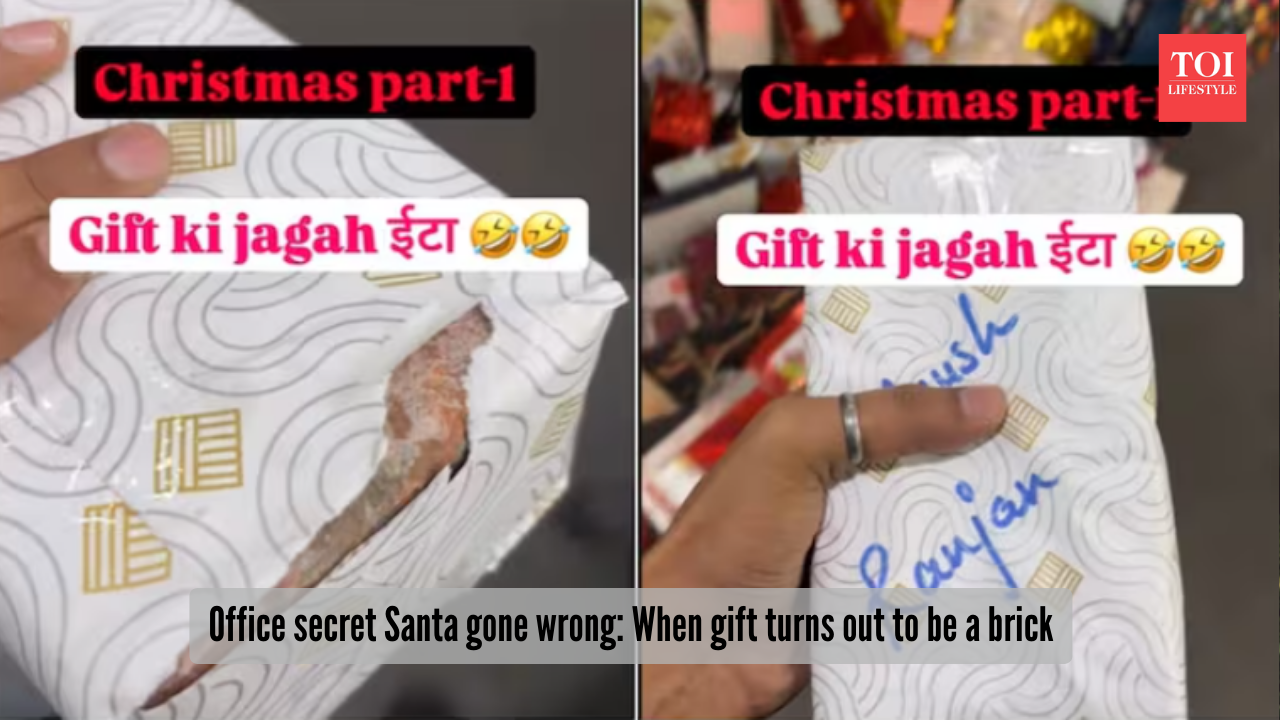Secret Santa shock: Office worker opens Christmas gift, finds a brick ...
