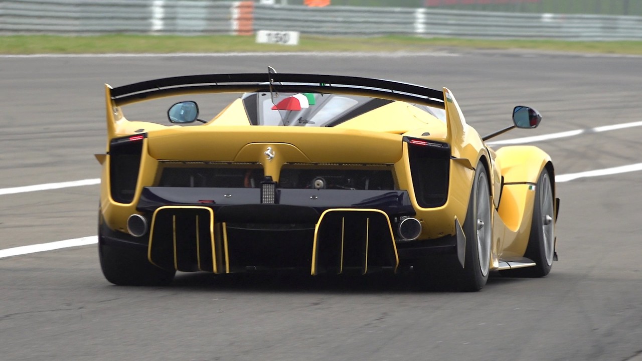 Ferrari track machine accelerates through the circuit