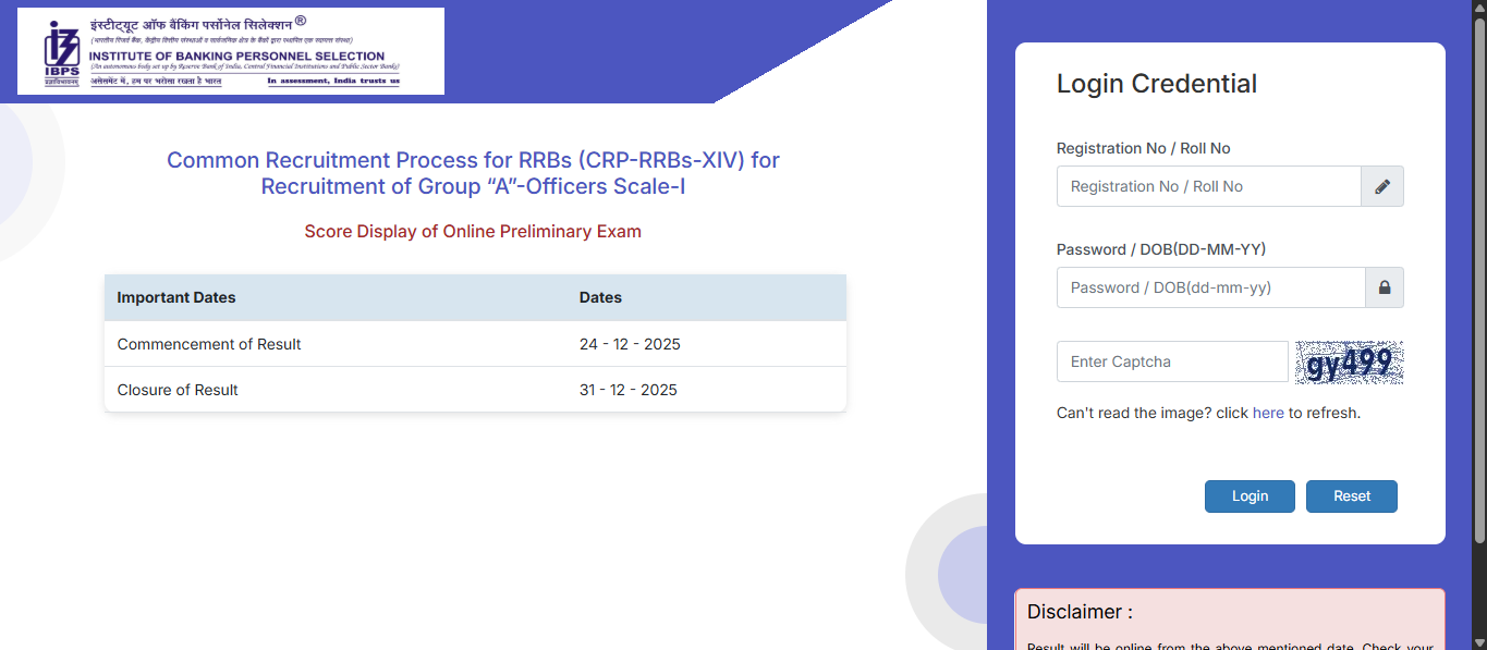 IBPS RRB PO prelims result 2025 released at ibps.in: Direct link to ...