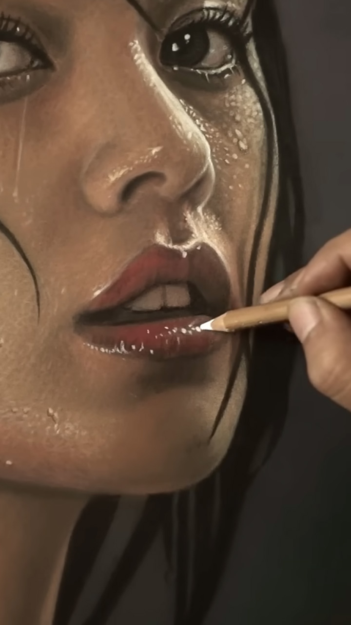 Realistic art showing pure joy in the rain with magical detail