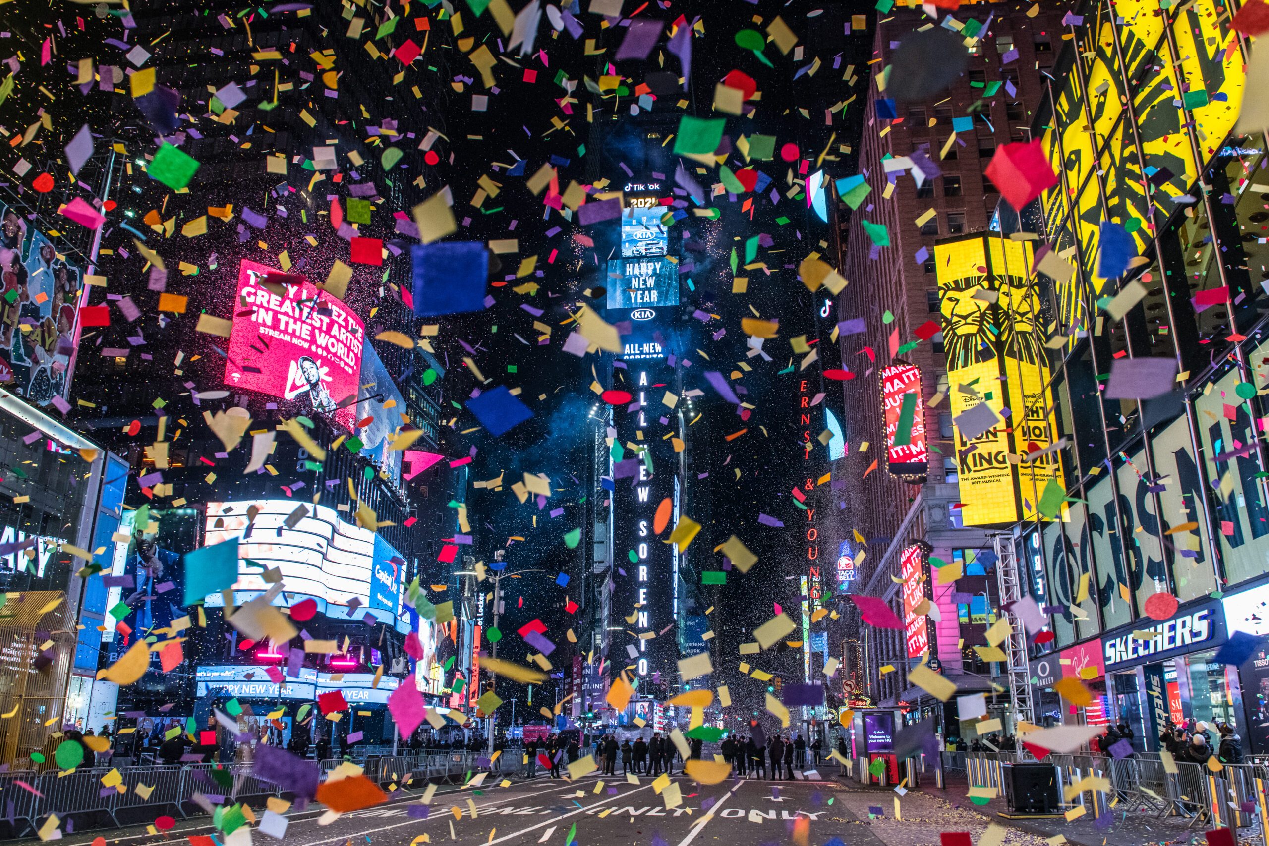 This Times Square hotel offers above-the-crowds views of the ball drop