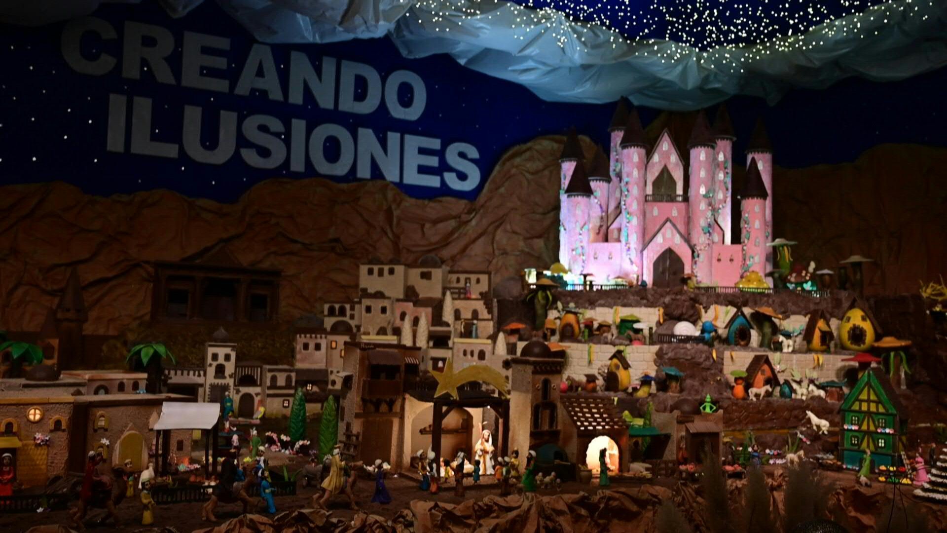 Nativity scene made entirely of chocolate rings in Christmas in Spain