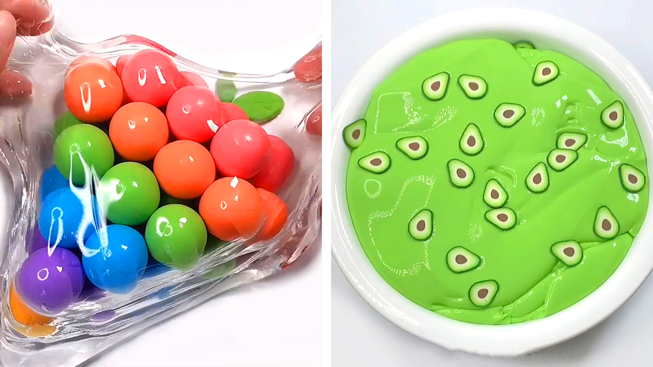 ¿Slime transparente con bolas de colores?